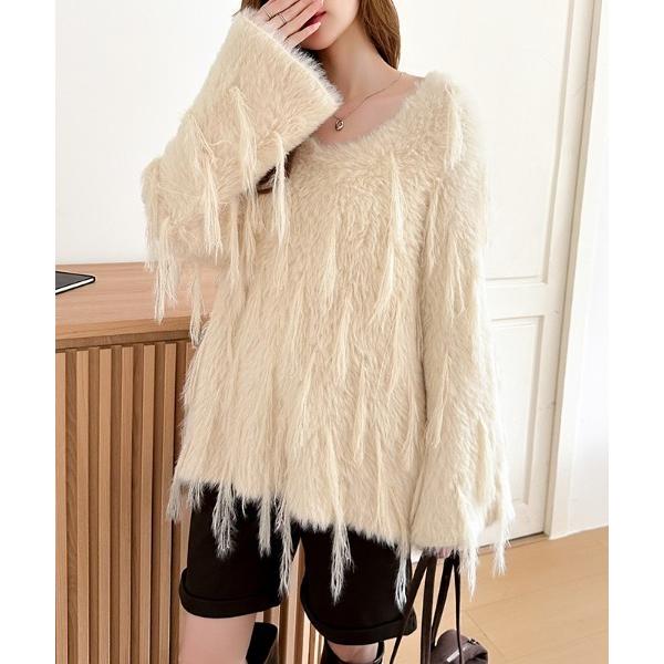 『タイムセール実施中』ZOZO問い合わせ番号:101635800ショップ:Ada.，エイダブランド:COCOMOMO，ココモモ商品名:フリンジシャギーオーバーサイズニット シャギーニット フリンジ オーバーサイズ セーターカテゴリ:トップス...