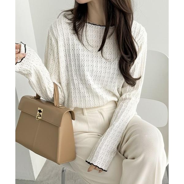 『セール実施中』ZOZO問い合わせ番号:101655766ショップ:GeeRA，ジーラブランド:GeeRA，ジーラ商品名:【S~LLサイズ展開】春にぴったり！透かし編みメロージャガードカットソートップスカテゴリ:トップス>Tシャツ/カ...