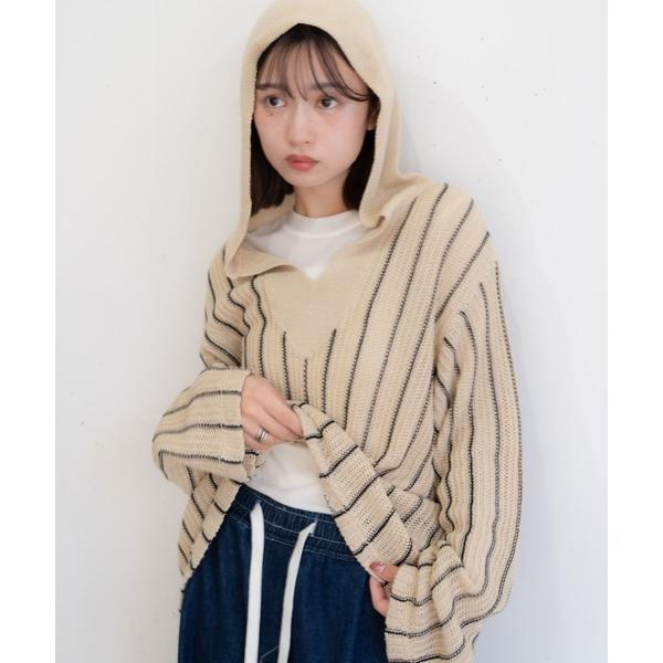 ZOZO問い合わせ番号:101656995ショップ:LIGHT HOUSE，ライトハウスブランド:bashful base Oriental，バッシュフルベースオリエンタル商品名:【bbO】ストライプニットパーカー/メキシカンパーカーカテゴ...