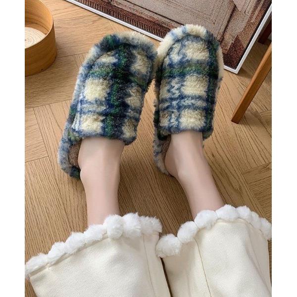 『セール実施中』ZOZO問い合わせ番号:101658284ショップ:RiNc，リンクブランド:ammy.，エイミードット商品名:【 ammy. / エイミードット 】 ふわもこ チェック柄 スリッパカテゴリ:インテリア>ルームシューズ...