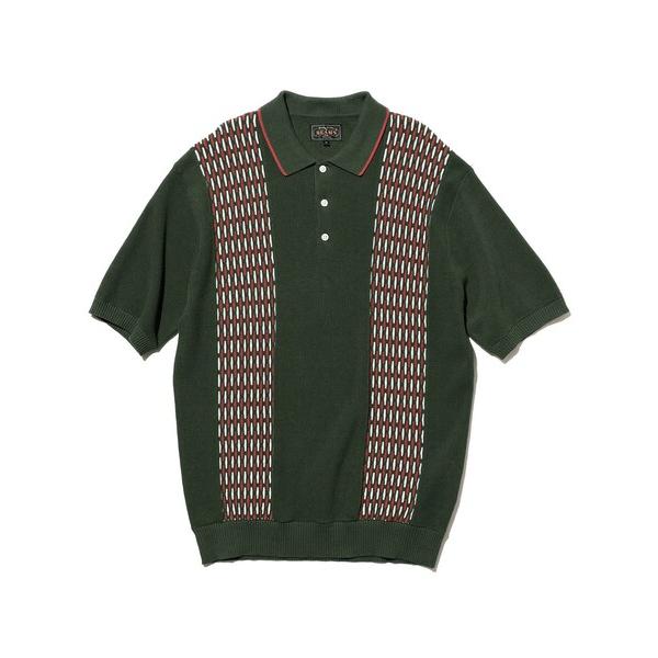 ZOZO問い合わせ番号:101690136ショップ:BEAMS MEN，ビームス メンブランド:BEAMS PLUS，ビームスプラス商品名:Knit Polo Front Stripe Jacquardカテゴリ:トップス>ポロシャツブ...