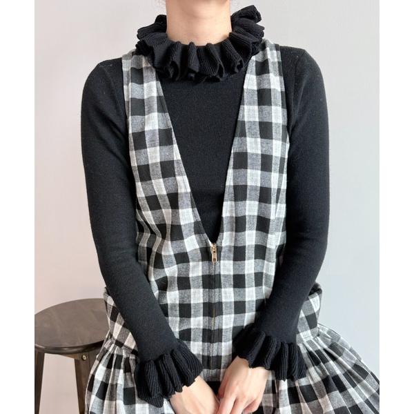 『タイムセール実施中』ZOZO問い合わせ番号:101690811ショップ:YARD PLUS/AUNT MARIE'S，ヤードプリュス/アントマリーズブランド:Libra Cue，リブラ キュー商品名:ミニフリルリブニットカテゴリ:トップス...