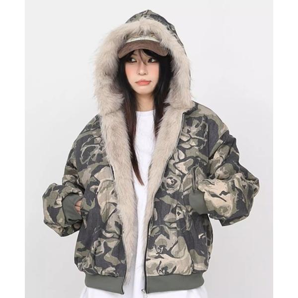 ZOZO問い合わせ番号:101691469ショップ:A'GEM/9 × .kom，エージェムナインブランド:ARULE，アルール商品名:A'GEM/9 × .kom 『ARULE/アルール』ファー付きカモジャンパーカテゴリ:ジャケット/アウ...