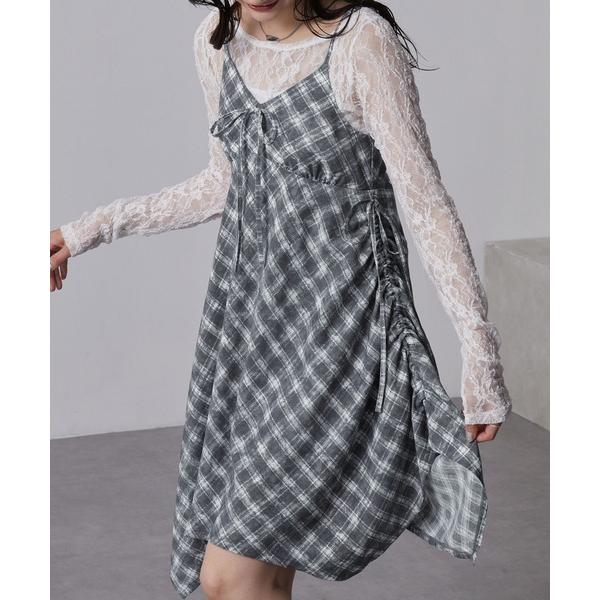 『タイムセール実施中』参考価格：4，359円発売時期：2025年06月コンディション：A（使用感なし）数回使用した程度で使用感が感じられないアイテム参考商品名：【nui nullu】チェック柄 サイドシャーリング アシメ ミニキャミワンピー...