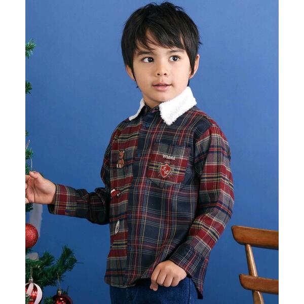『タイムセール実施中』ZOZO問い合わせ番号:101725138ショップ:BEBE ONLINE STORE，ベベ オンラインストアブランド:SLAP SLIP，スラップスリップ商品名:【お揃い】もこもこボア襟切り替えチェックシャツ(90~...