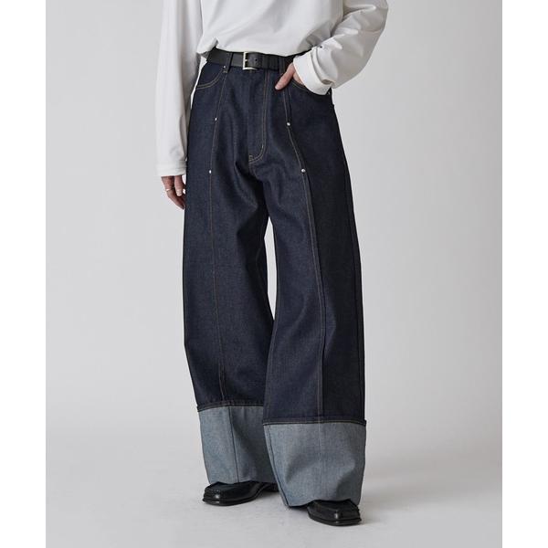『タイムセール実施中』ZOZO問い合わせ番号:101727321ショップ:Lui's，ルイスブランド:Lui's，ルイス商品名:【Neucon】ROLL UP TUCK WIDE STRAIGHT DENIM / ロールアップタックワイドス...