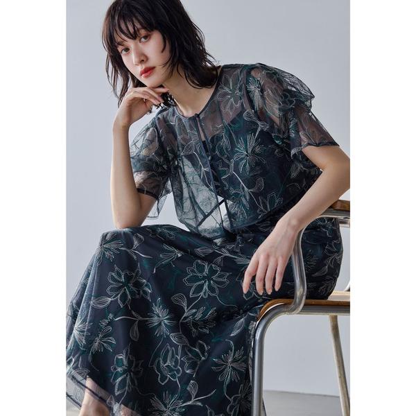 ZOZO問い合わせ番号:101728324ショップ:bflat，ビーフラットブランド:niana，ニアナ，ANDRESD，アンドレスド商品名:タックスリーブエンブロイダリードレス 2点セット ボレロ キャミワンピース 結婚式 成人式 二次会...