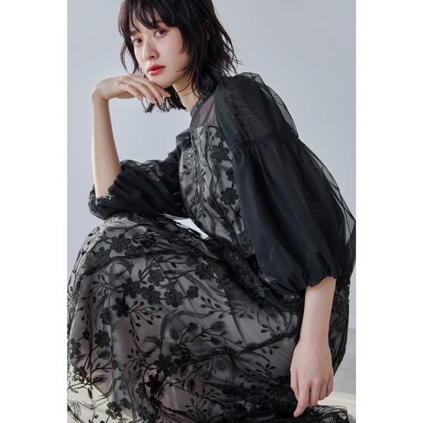 ZOZO問い合わせ番号:101728332ショップ:bflat，ビーフラットブランド:niana，ニアナ，ANDRESD，アンドレスド商品名:フローラルパターンフレアドレス ボリューム袖 結婚式 二次会 成人式 同窓会 パーティードレス オ...