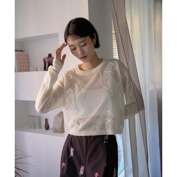 『タイムセール実施中』参考価格：5，390円発売時期：2025年03月コンディション：A（使用感なし）数回使用した程度で使用感が感じられないアイテム参考商品名：【MINERTE】cord embroidery sheer knit tops...