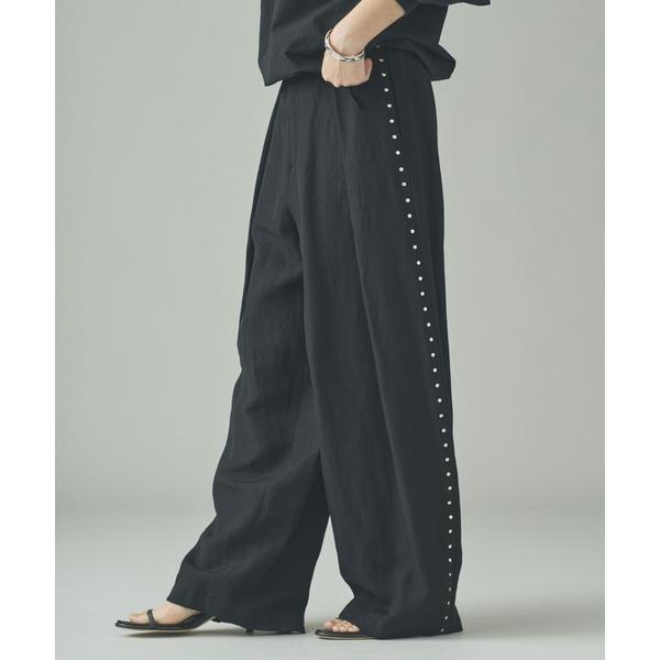 ZOZO問い合わせ番号:101761687ショップ:Curensology，カレンソロジーブランド:Curensology，カレンソロジー商品名:Curensology(カレンソロジー)/リネンウールスタッズパンツカテゴリ:パンツ>そ...