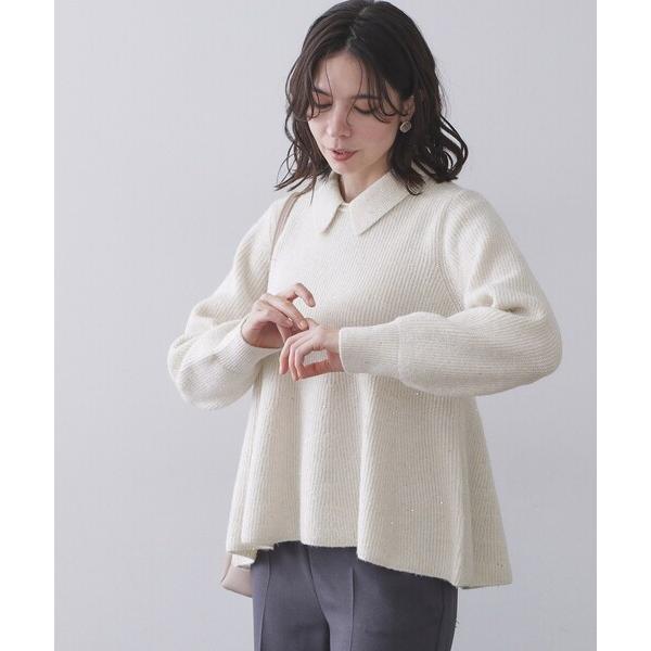 『セール実施中』ZOZO問い合わせ番号:101762204ショップ:OPAQUE.CLIP，オペークドットクリップブランド:OPAQUE.CLIP，オペークドットクリップ商品名:スパンコールラメ衿2WAYペプラムニット【洗濯機OK】カテゴリ...