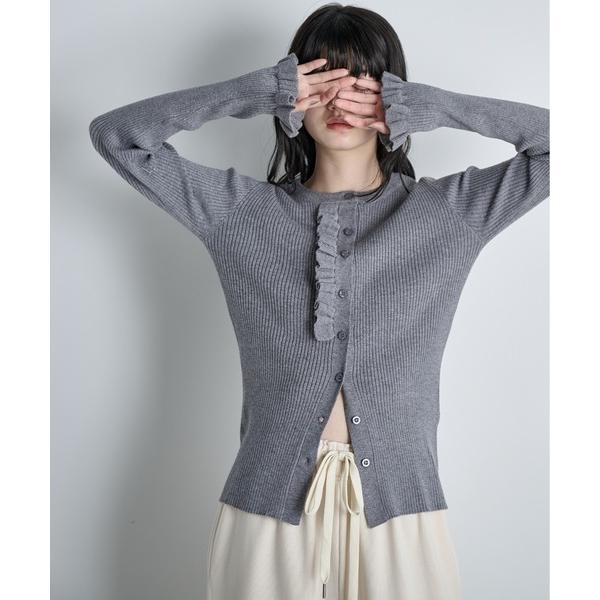 ZOZO問い合わせ番号:101762277ショップ:Auntie Rosa，アンティローザブランド:THE YOn，ザヨン商品名:フリルデザインリブニットカーディガンカテゴリ:トップス>カーディガン/ボレロブランド品番:TY00000...