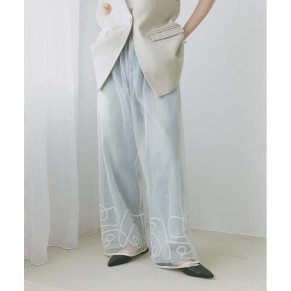 『タイムセール実施中』ZOZO問い合わせ番号:101762408ショップ:andme，アンドミーブランド:Freesia by andme，フリージアバイアンドミー商品名:ニュアンスウェーブ刺繍シアーチュールパンツカテゴリ:パンツ>そ...