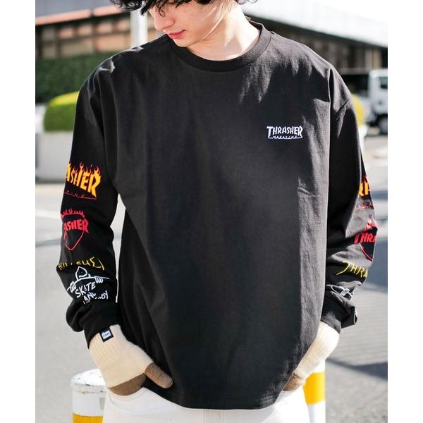 ZOZO問い合わせ番号:101762908ショップ:THRASHER by RIFFLEPAGE，スラッシャー バイ リフルページブランド:THRASHER，スラッシャー商品名:Logo Sleeve L/S T-SHIRTS/THRASH...