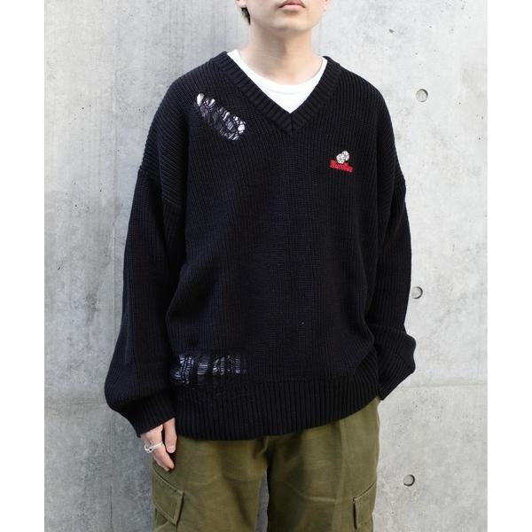 『セール実施中』参考価格：7，920円発売時期：2022年09月コンディション：C（やや使用感あり）使用感があり、やや気になる傷や汚れがあるアイテム後身頃：ほつれ全体的：毛玉参考商品名：【BLESS YOU/ブレスユー】ダメージVネックニッ...