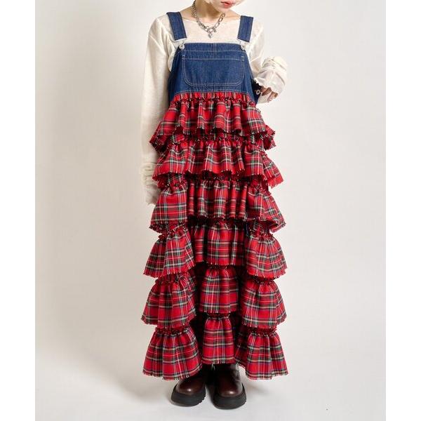 ZOZO問い合わせ番号:101796761ショップ:w closet，ダブルクローゼットブランド:w closet，ダブルクローゼット商品名:フリルティアードジャンスカカテゴリ:ワンピース/ドレス>ジャンパースカートブランド品番:WC...