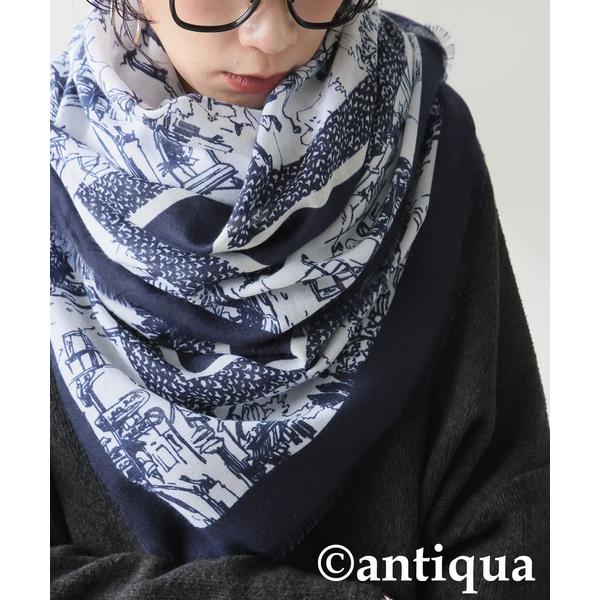 ZOZO問い合わせ番号:101798943ショップ:antiqua，アンティカブランド:antiqua，アンティカ商品名:街並み柄 大判スカーフカテゴリ:ファッション雑貨>ストール/ショールブランド品番:PJ-01458素材:ポリエス...