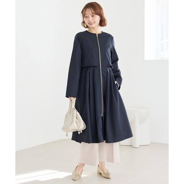 ZOZO問い合わせ番号:101799076ショップ:LAVEANGE，ラビアンジェブランド:LAVEANGE，ラビアンジェ商品名:タックプリーツノーカラーコートカテゴリ:ジャケット/アウター>ノーカラーコートブランド品番:576002...