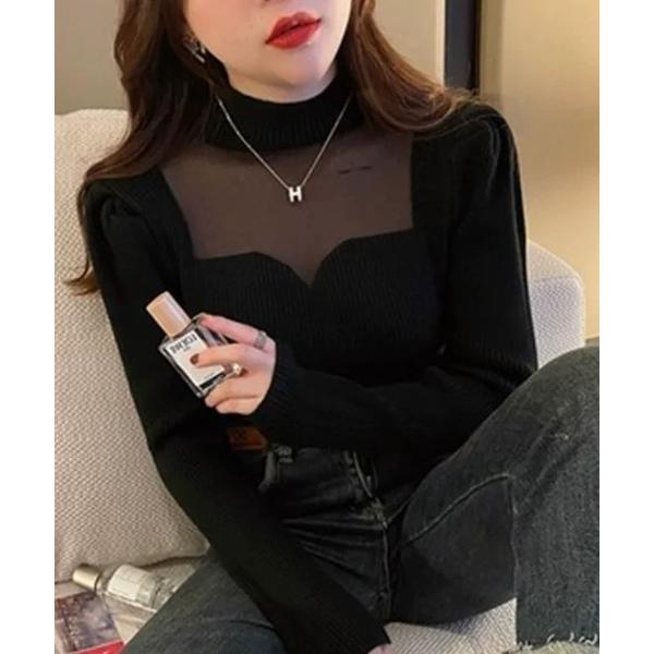 ZOZO問い合わせ番号:101863158ショップ:CELENA，セレナブランド:ampm，エーエムピーエム商品名:シアースクエア×ハイネック リブニットトップスカテゴリ:トップス>ニット/セーターブランド品番:KME-317素材:ポ...