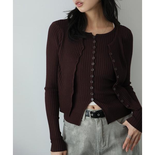 『タイムセール実施中』ZOZO問い合わせ番号:101894404ショップ:Ulysses，ユリシスブランド:Ulysses，ユリシス商品名:レイヤードデザインリブニットカーディガンカテゴリ:トップス>カーディガン/ボレロブランド品番:...