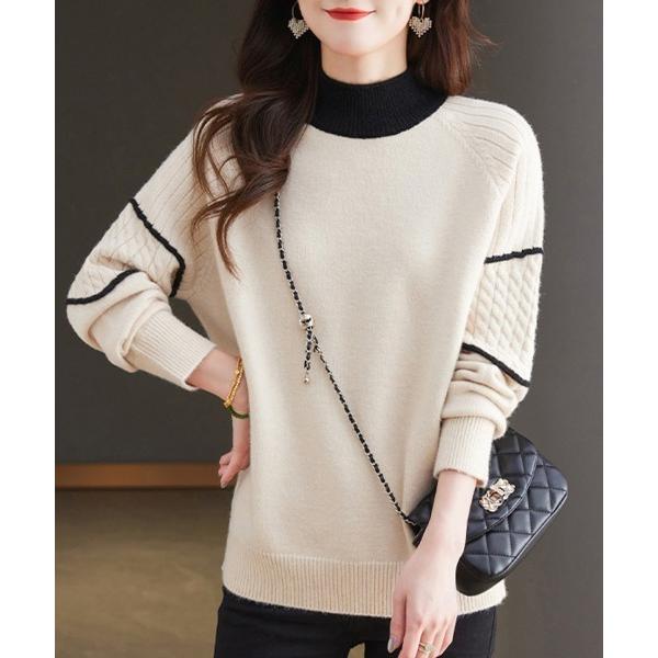 『タイムセール実施中』ZOZO問い合わせ番号:101929846ショップ:Bonjour Sagan，ボンジュールサガンブランド:ONEP STAR，ワンピスター，Bonjour Sagan，ボンジュールサガン商品名:配色リブハイネックニッ...