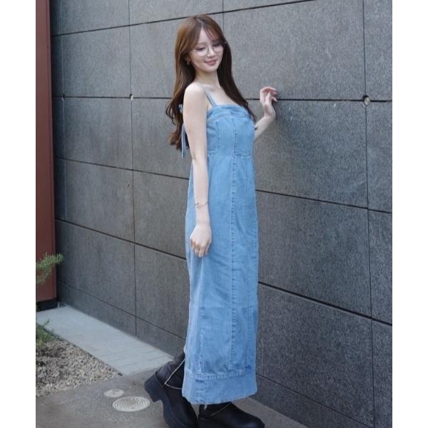 ZOZO問い合わせ番号:101930043ショップ:FRAY I.D，フレイ アイディーブランド:FRAY I.D，フレイアイディー商品名:【Lee× FRAY I.D】ストレートデニムキャミワンピースカテゴリ:ワンピース/ドレス>ワ...