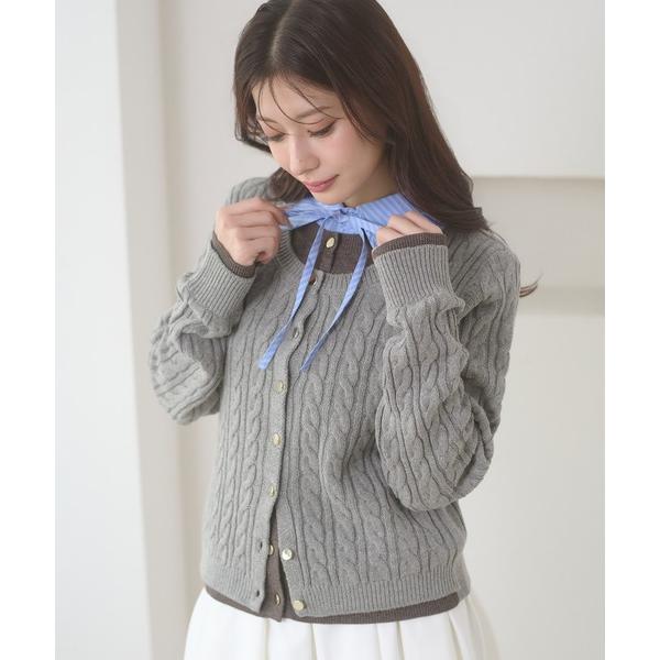 『セール実施中』ZOZO問い合わせ番号:101930151ショップ:Ambre Neige，アンブルネージュブランド:Ambre Neige，アンブルネージュ商品名:Attached collar fake layered knit car...