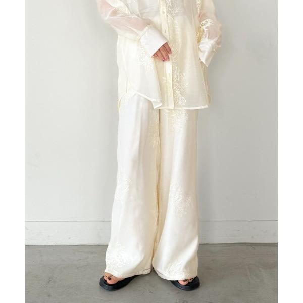 ZOZO問い合わせ番号:101930505ショップ:select MOCA，セレクトモカブランド:select MOCA by son，セレクトモカバイソン商品名:フラワーエンブロイダリーシアーワイドパンツ【セットアップ対応】【by SON...