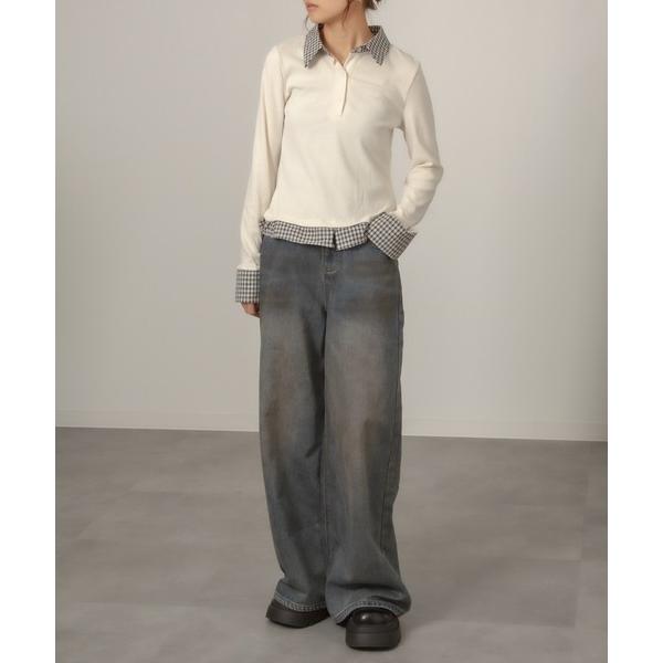 『タイムセール実施中』ZOZO問い合わせ番号:101964027ショップ:VIBGYOR，ヴィブジョーブランド:Nia，ニア商品名:Nia(ニア)/フェイクレイヤード　チェック組み合わせカットソー　ロンTカテゴリ:トップス>Tシャツ/...