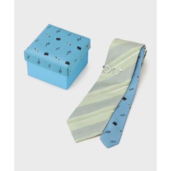 『タイムセール実施中』ZOZO問い合わせ番号:101964210ショップ:TAKEO KIKUCHI，タケオキクチブランド:TAKEO KIKUCHI，タケオキクチ商品名:【BOXセット】ジェントルマンストライプ ネクタイ×眼鏡型タイバーカ...