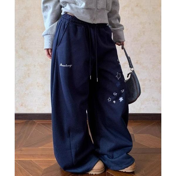 『タイムセール実施中』ZOZO問い合わせ番号:101966667ショップ:DIAVEL，ディアベルブランド:GEMEDA，ジェメダ，DIAVEL，ディアベル商品名:【スター刺繍／ゆるダボ】ワイドスウェットパンツカテゴリ:パンツ>スウェ...