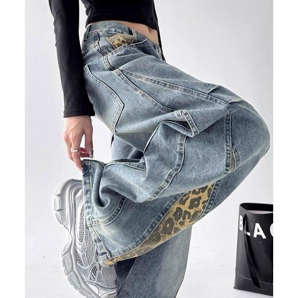 『タイムセール実施中』ZOZO問い合わせ番号:101980930ショップ:Ada.，エイダブランド:inst.ALL，インストール商品名:レオパード柄切替デニムワイドカーブパンツカテゴリ:パンツ>デニムパンツブランド品番:A22600...