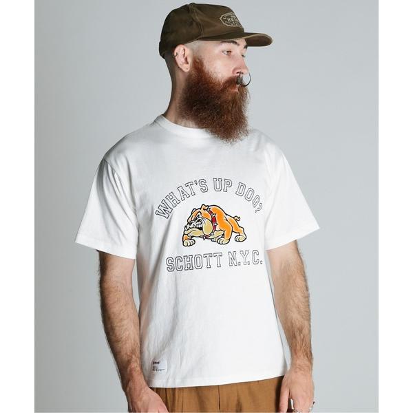 ZOZO問い合わせ番号:102000988ショップ:SCHOTT，ショットブランド:schott，ショット商品名:Schott/ショット/WHAT'S UP DOG T-SHIRT/ワッツアップ ドッグ Tシャツカテゴリ:トップス>T...