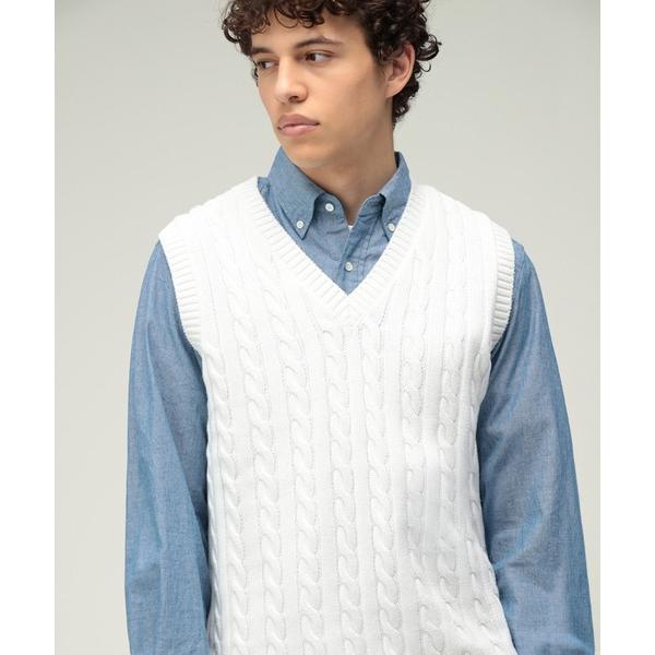 ZOZO問い合わせ番号:102035518ショップ:BEAMS MEN，ビームス メンブランド:BEAMS PLUS，ビームスプラス商品名:V-Neck Vest Cableカテゴリ:トップス>ニット/セーターブランド品番:38-05...