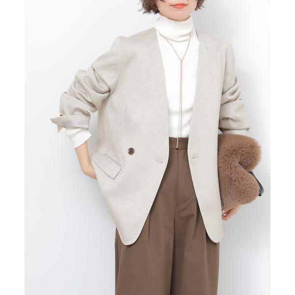 ZOZO問い合わせ番号:102036412ショップ:JOURNAL STANDARD，ジャーナルスタンダードブランド:JOURNAL STANDARD relume，ジャーナルスタンダード　レリューム商品名:ダブルフロントノーカラージャケッ...