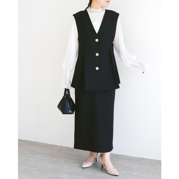 『タイムセール実施中』ZOZO問い合わせ番号:102036712ショップ:reca，レカブランド:reca，レカ商品名:Vネック金ボタンベスト×Hラインロングスカート2点セットカテゴリ:フォーマルスーツ/小物>スーツセットブランド品番...