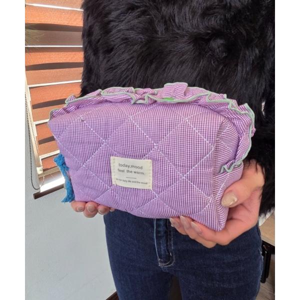 『タイムセール実施中』ZOZO問い合わせ番号:102036727ショップ:wears，ウェアーズブランド:Loco Ocean，ロコオーシャン商品名:【ラッフル】フリル ギンガムチェック 英字ロゴ 軽量 / 小物入れ メイクポーチ マルチポ...