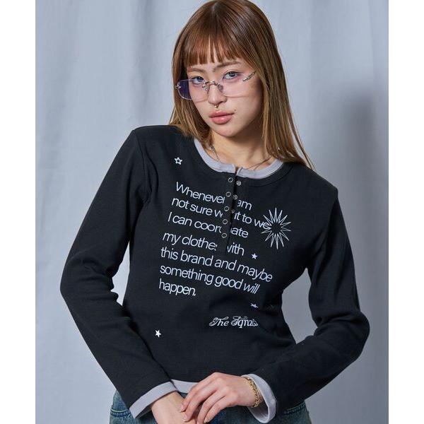 ZOZO問い合わせ番号:102038326ショップ:SEQUENZ，シークエンズブランド:SEQUENZ，シークエンズ商品名:【sqnz（エスキュンズ）】sqnz fake layered henley star l/s tee / レディ...