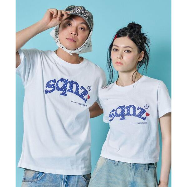 ZOZO問い合わせ番号:102038349ショップ:SEQUENZ，シークエンズブランド:SEQUENZ，シークエンズ商品名:【sqnz/エスキュンズ】※WEB限定 / ハート×ドットプリント / ロゴ半袖Tシャツ / sqnz heart...
