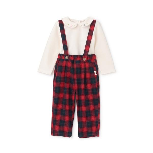 『タイムセール実施中』ZOZO問い合わせ番号:102072242ショップ:petit main，プティマインブランド:petit main，プティマイン商品名:衿つき長T+サスつきパンツセットカテゴリ:ジャケット/アウター>セットアッ...