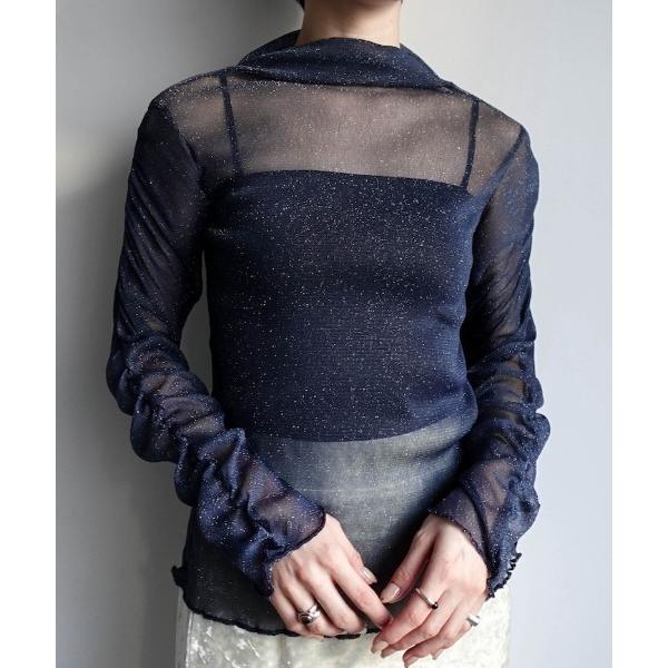ZOZO問い合わせ番号:102072810ショップ:MARTE，マルテブランド:sahara，サハラ商品名:Glitter Sheer Shirring Top/グリッターシアーシャーリングトップカテゴリ:トップス>Tシャツ/カットソ...