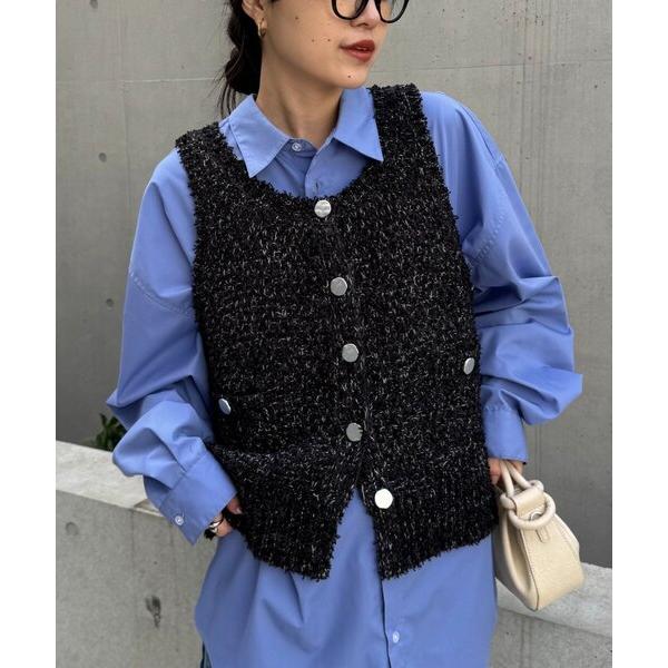 ZOZO問い合わせ番号:102140621ショップ:CIAOPANIC TYPY，チャオパニックティピーブランド:CIAOPANIC TYPY，チャオパニックティピー商品名:銀ボタンツイードニットベストカテゴリ:トップス>ベストブラン...