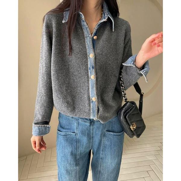 『タイムセール実施中』ZOZO問い合わせ番号:102141330ショップ:Ada.，エイダブランド:inst.ALL，インストール商品名:デニム切り替えニットカーディガンカテゴリ:トップス>カーディガン/ボレロブランド品番:A1250...