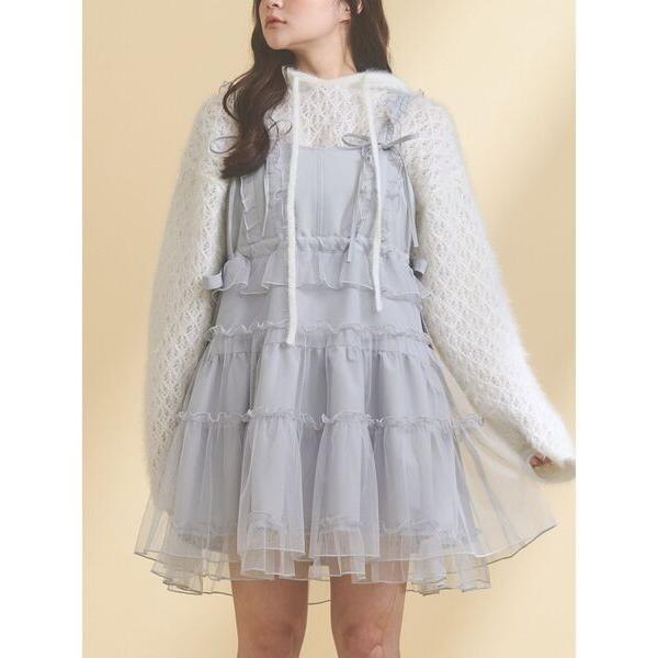 ZOZO問い合わせ番号:102175728ショップ:merry jenny，メリージェニーブランド:merry jenny，メリージェニー商品名:チュールドロストミニキャミワンピースカテゴリ:ワンピース/ドレス>ワンピースブランド品番...