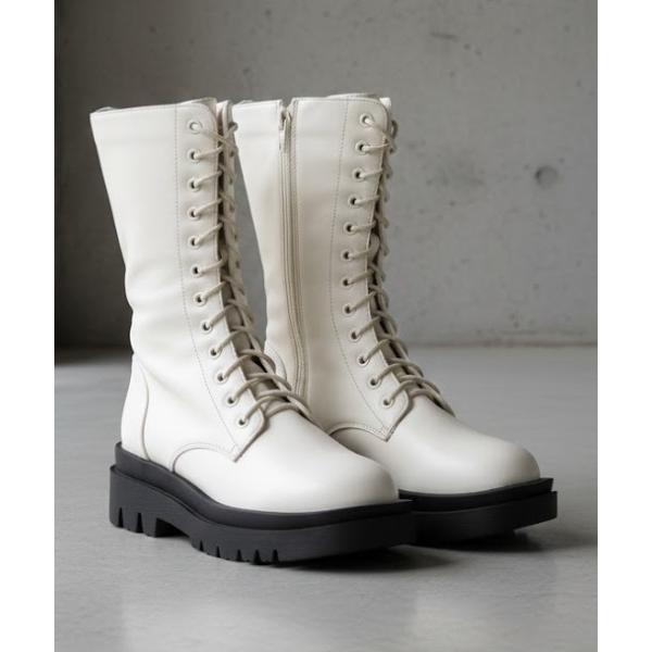 『セール実施中』ZOZO問い合わせ番号:102177112ショップ:Fusione，フュージョンブランド:LibertyDoll，リバティードール商品名:+5cm 軽量厚底 スクエアトゥ トラックソール レースアップ ミドルブーツカテゴリ:...