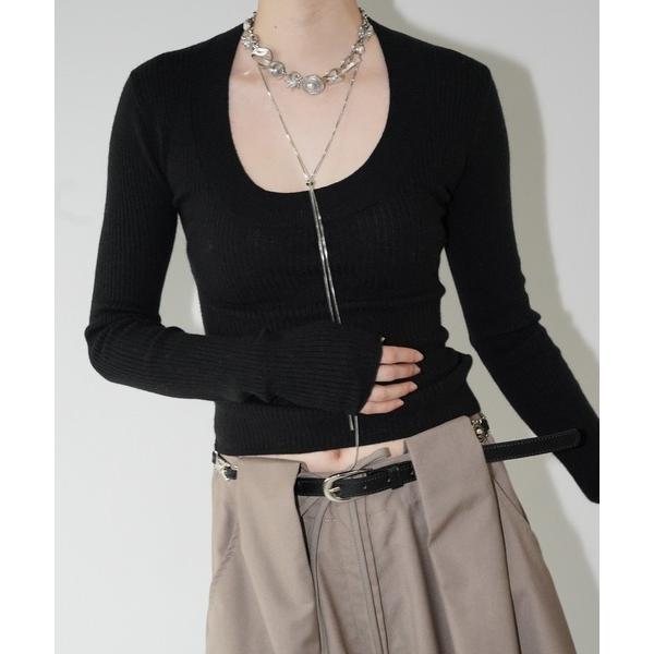 ZOZO問い合わせ番号:102217779ショップ:chuclla，チュクラブランド:chuclla，チュクラ商品名:Uネックリブニットトップス chw26s041カテゴリ:トップス>ニット/セーターブランド品番:chw26s041素...