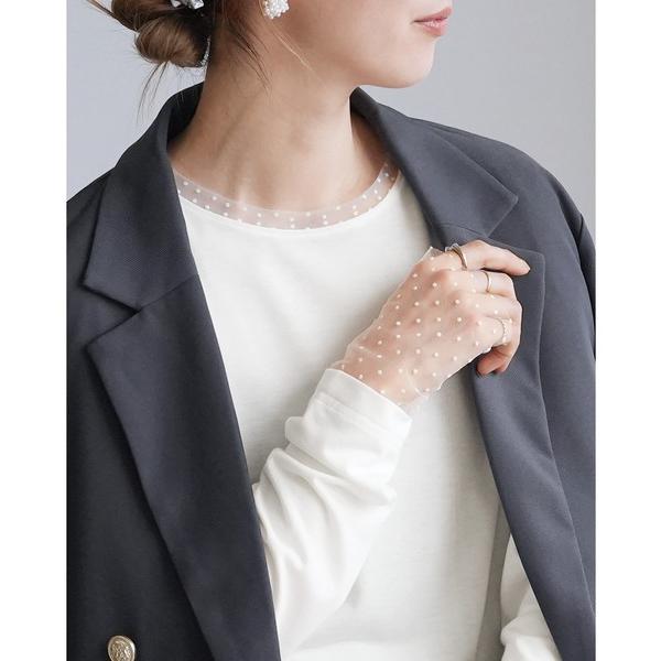 『タイムセール実施中』ZOZO問い合わせ番号:102220064ショップ:reca，レカブランド:reca，レカ商品名:襟＆袖口ドットチュールトップスカテゴリ:トップス>Tシャツ/カットソーブランド品番:bel-pb-0003カラー:...