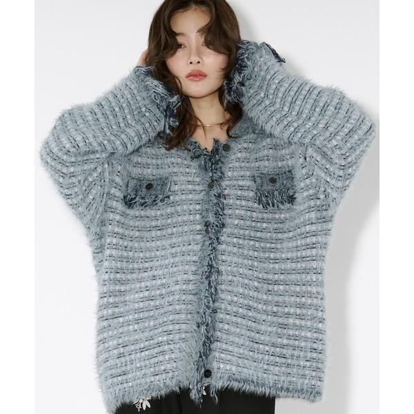 『タイムセール実施中』ZOZO問い合わせ番号:102221444ショップ:Ezick，エジックブランド:Ezick，エジック商品名:tweed knit fringe cardigan ツイードニット襟付きカーディガンカテゴリ:トップス&g...