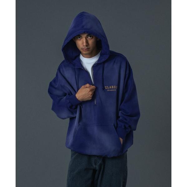 ZOZO問い合わせ番号:102222468ショップ:XLARGE，エクストララージブランド:XLARGE，エクストララージ商品名:HALF ZIP UP HOODED SWEATSHIRTカテゴリ:トップス>パーカーブランド品番:10...