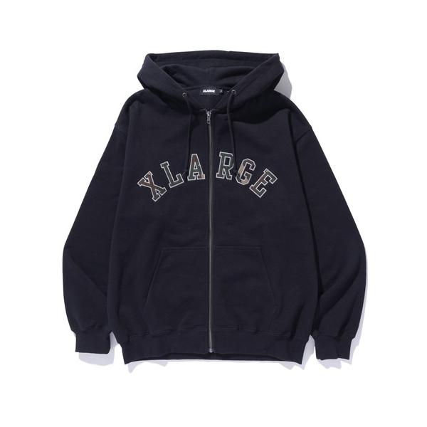 『タイムセール実施中』ZOZO問い合わせ番号:102222472ショップ:XLARGE，エクストララージブランド:XLARGE，エクストララージ商品名:CAMO PATCH ZIP UP HOODED SWEATSHIRTカテゴリ:トップス...